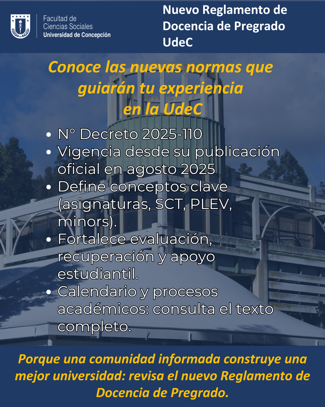 Nuevo Reglamento de Docencia de Pregrado UdeC - Facultad de Ciencias ...